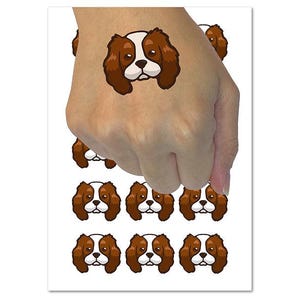 Cartoon Cavalier King Charles Spaniel Head Temporary Tattoo Water ...