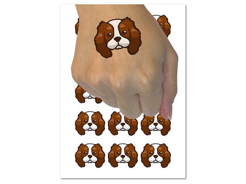 Cartoon Cavalier King Charles Spaniel Head Temporary Tattoo Water ...