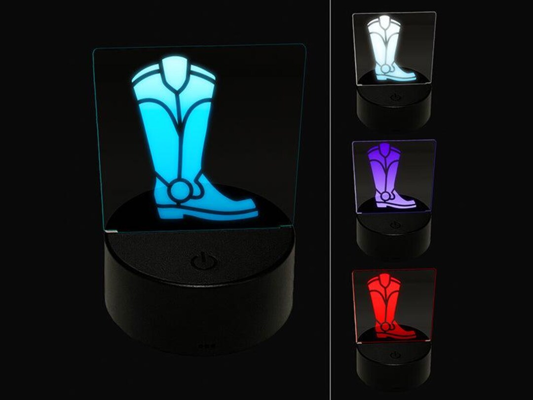 Cowboy Boot Western 3D Illusion LED Night Light Sign Nightstand Desk ...