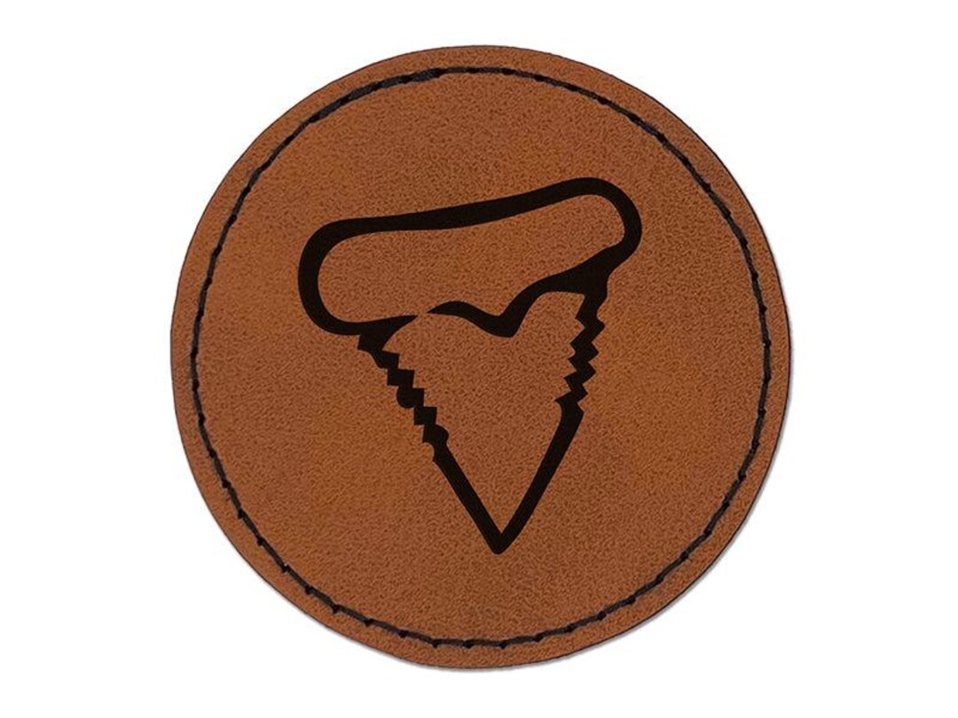 Shark Tooth Fang Round Iron-on Engraved Faux Leather Patch Applique 2.5 ...