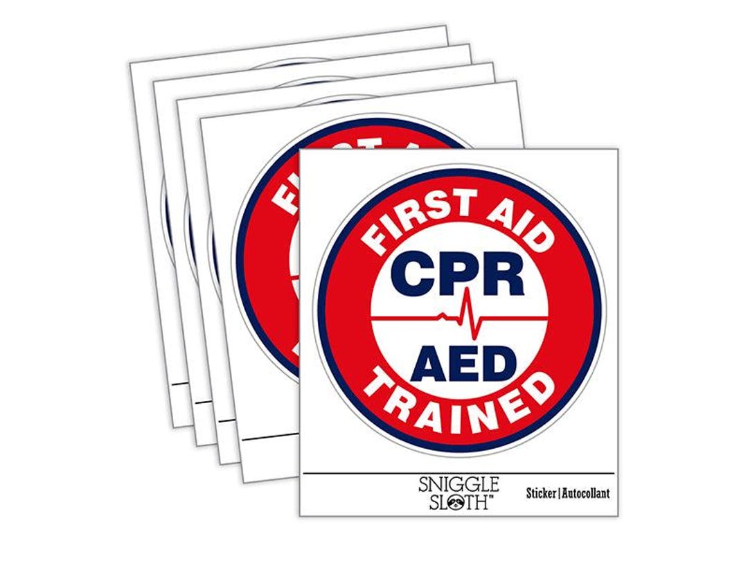 First Aid AED CPR Trained Waterproof Vinyl Phone Tablet Laptop Water ...