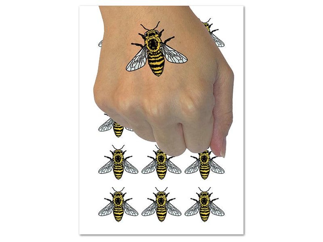 Realistic Fuzzy Honey Bee Temporary Tattoo Water Resistant Fake Body ...