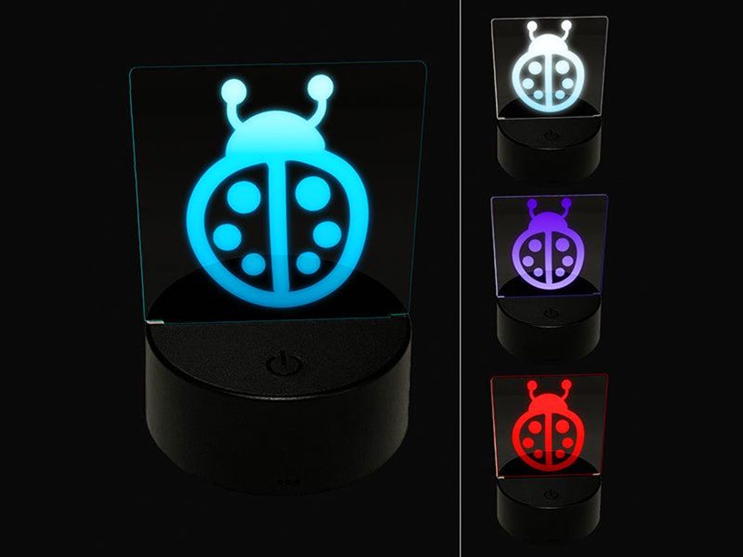 Cartoony Ladybug 3D Illusion LED Night Light Sign Nightstand Desk Lamp ...