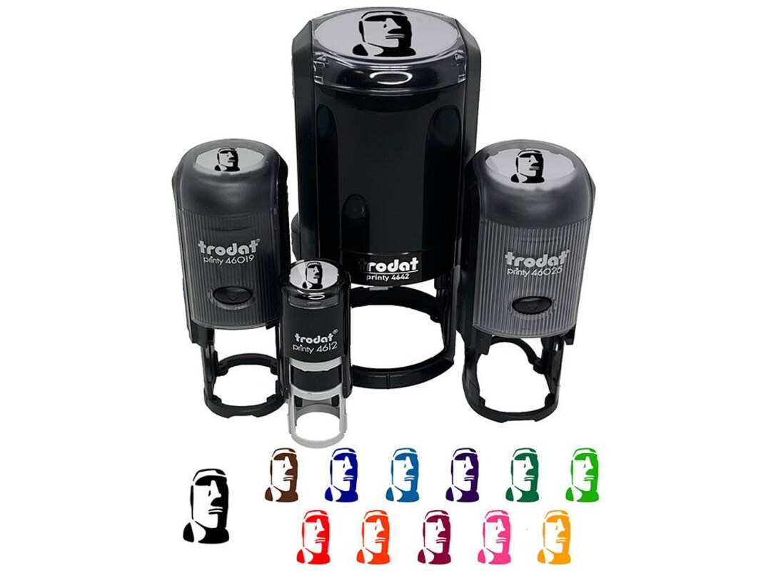 Easter Island Statue Stone Head Monument Self-inking Rubber Stamp Ink ...