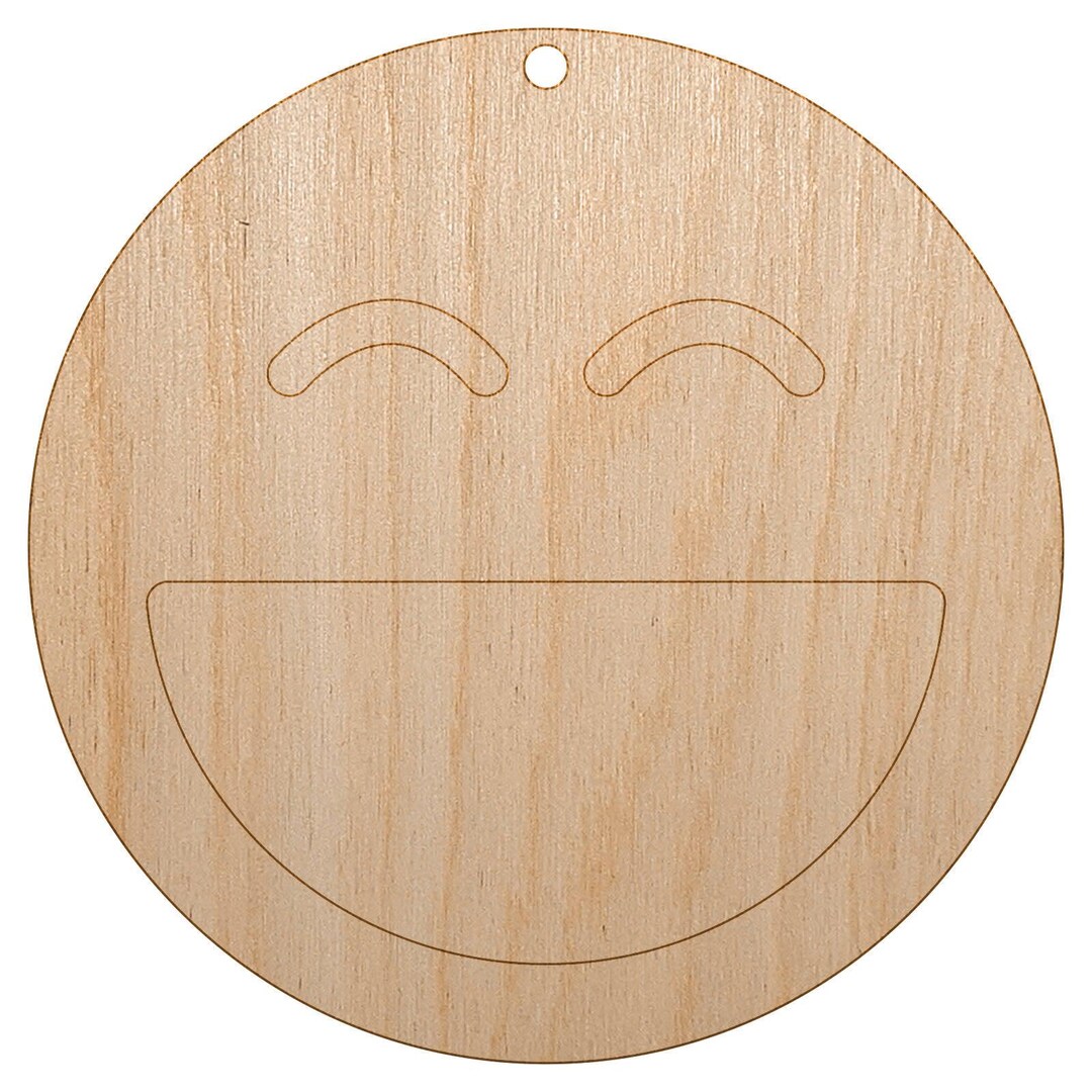 Laughing Happy Face Big Smile Mouth Emoticon Unfinished Craft Wood ...