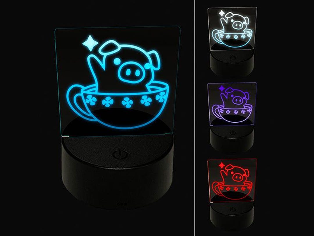 Teacup Pig 3D Illusion LED Night Light Sign Nightstand Desk Lamp - Etsy