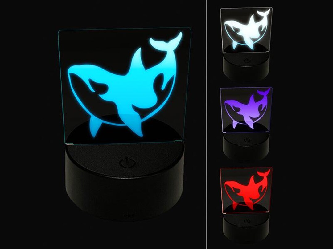 Orca Killer Whale Swimming 3D Illusion LED Night Light Sign Nightstand ...