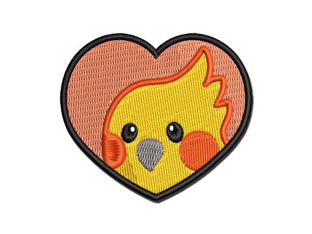 Cockatiel Bird Inside of Heart Multi-color Embroidered Iron-on or Hook ...