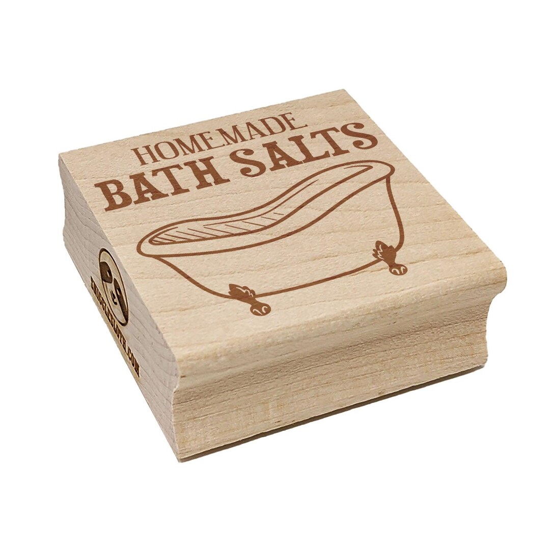 Homemade Bath Salts Cast Iron Tub Square Rubber Stamp for Stamping ...