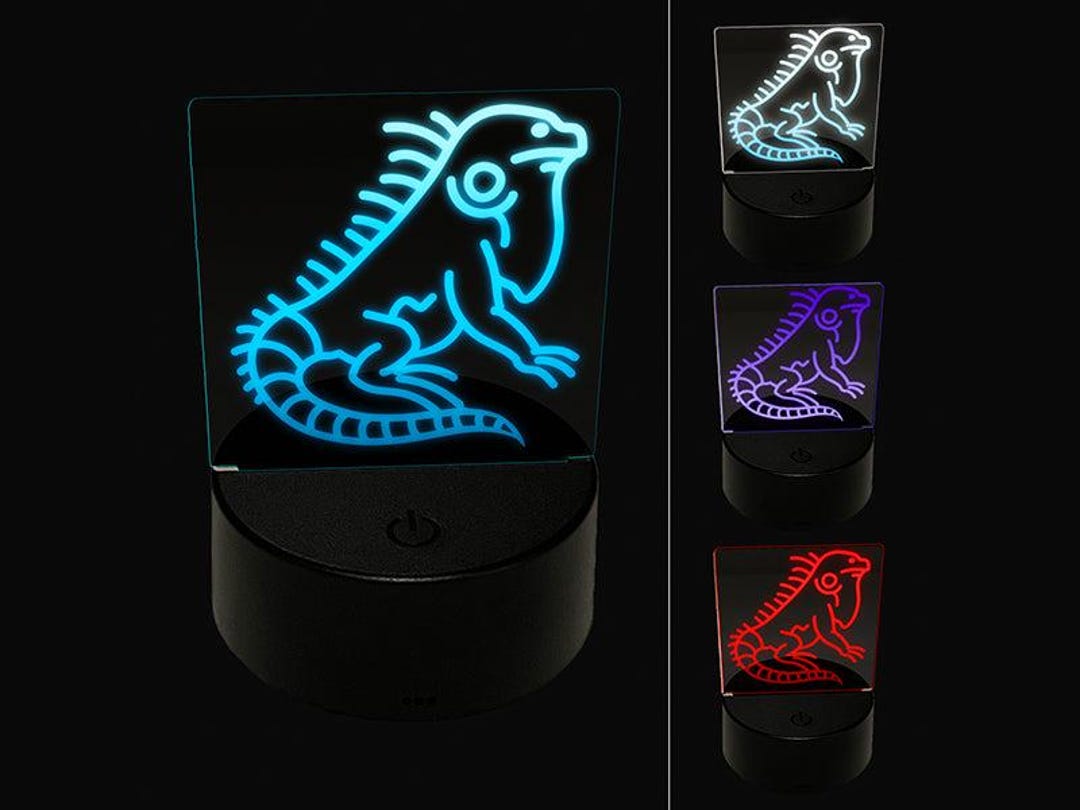 Lounging Lizard Iguana 3D Illusion LED Night Light Sign Nightstand Desk ...