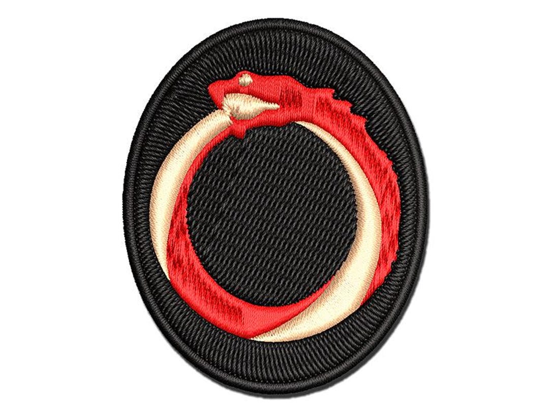Ouroboros Serpent Snake Eating Tail Ring Circle Multi-color Embroidered Iron-on or Hook & Loop ...