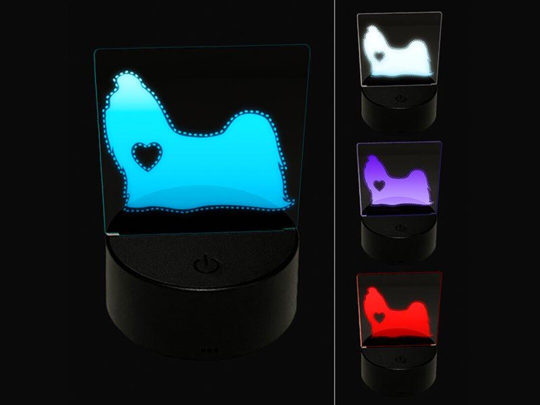 Shih Tzu Dog With Heart 3D Illusion LED Night Light Sign Nightstand ...