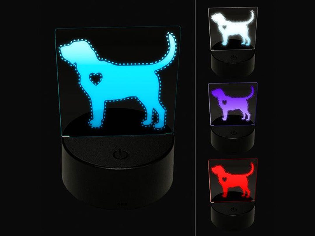 Bloodhound Dog With Heart 3D Illusion LED Night Light Sign Nightstand ...