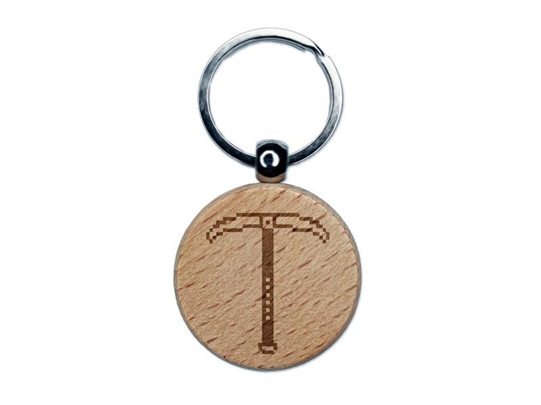 Pixel Miner Pickaxe RPG Video Games Engraved Wood Round Keychain Tag ...