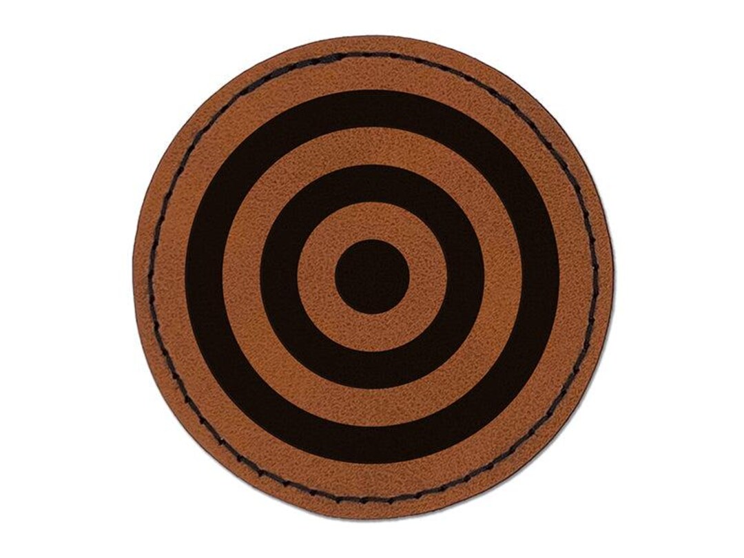 Bullseye Target Round Iron-on Engraved Faux Leather Patch Applique 2.5 ...