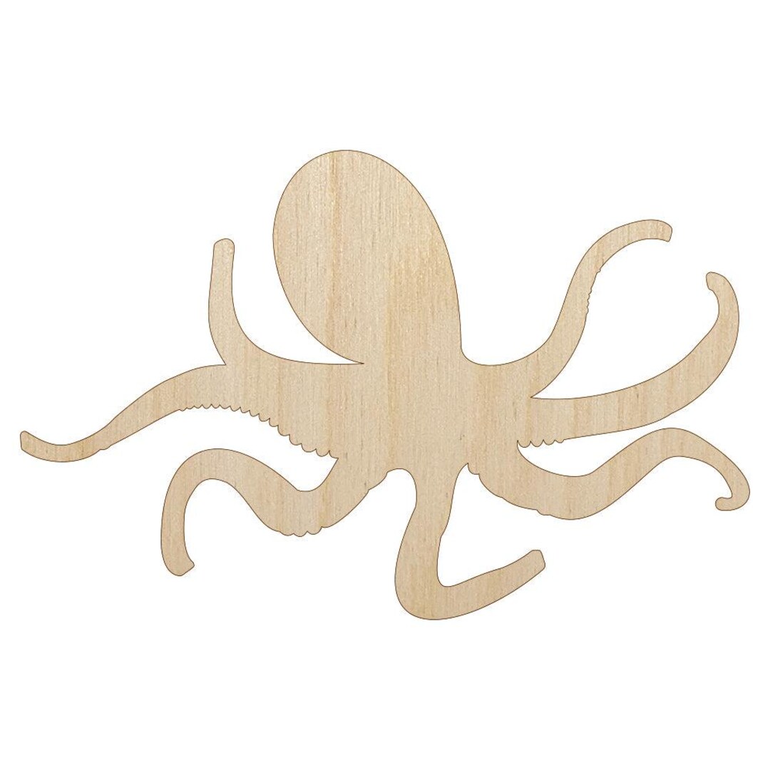 Octopus Solid Unfinished Wood Shape Piece Cutout for DIY Craft Projects ...