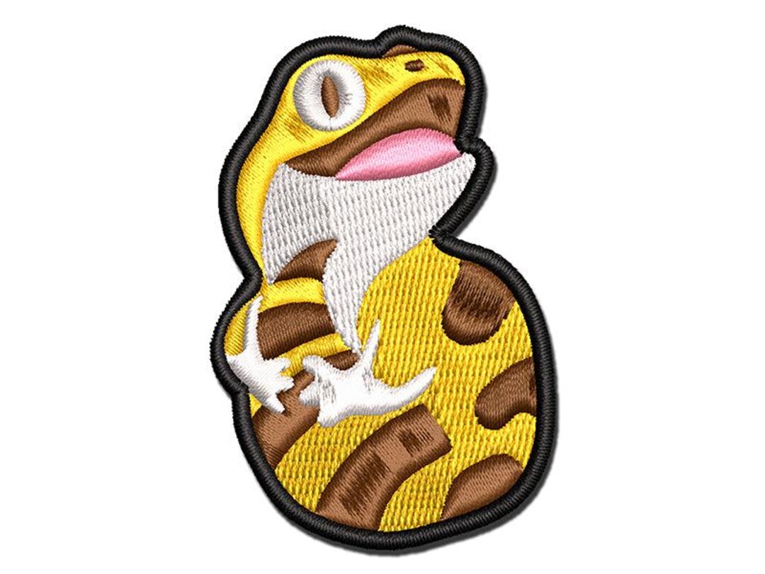 Happy Gecko Lizard Holding Tail Multi-color Embroidered Iron-on or Hook ...