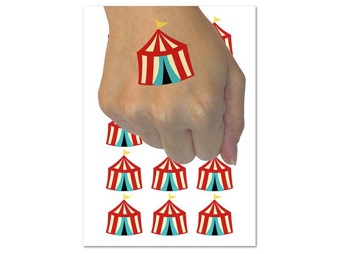 Circus Tent Temporary Tattoo Water Resistant Fake Body Art Set ...