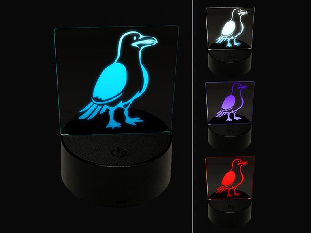 Standing Seagull Bird 3D Illusion LED Night Light Sign Nightstand Desk ...