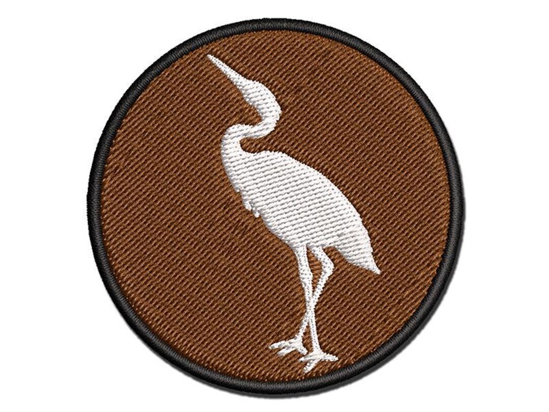 Crane Standing Solid Multi-color Embroidered Iron-on or Hook & Loop ...