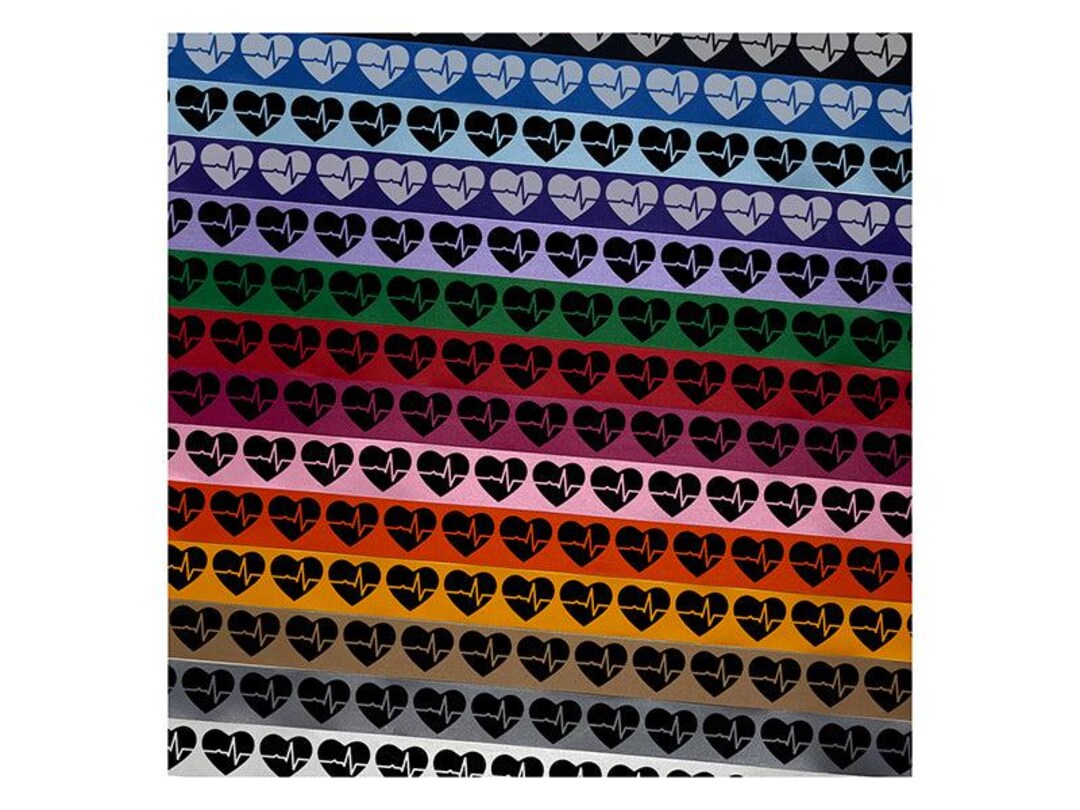 EKG Pulse Heart Beat Satin Ribbon for Bows Gift Wrapping DIY Craft ...