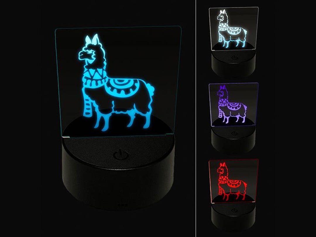 Cozy Llama Alpaca Wrapped With Scarf and Blanket 3D Illusion LED Night ...