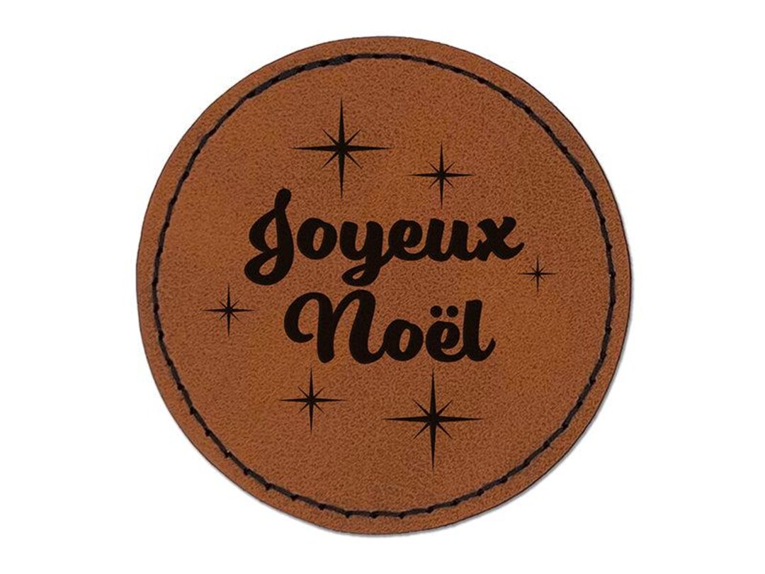 Joyeux Noel Merry Christmas French Starburst Round Iron-on Engraved ...