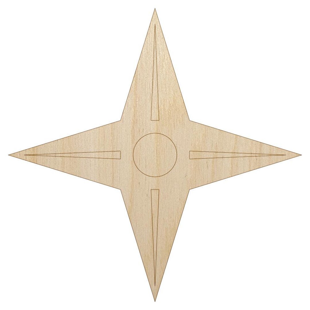 Four Point Ninja Star Unfinished Wood Shape Piece Cutout for DIY Craft ...