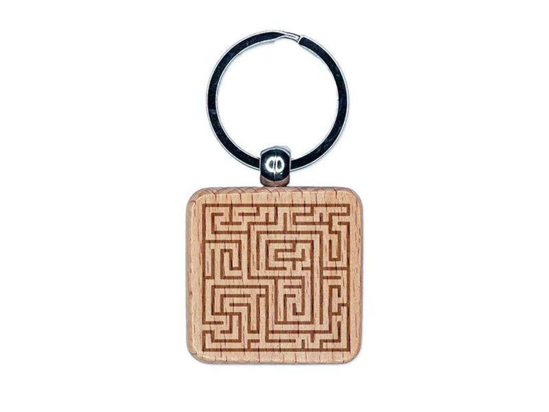 Labyrinth Maze Puzzle Game Engraved Wood Square Keychain Tag Charm - Etsy