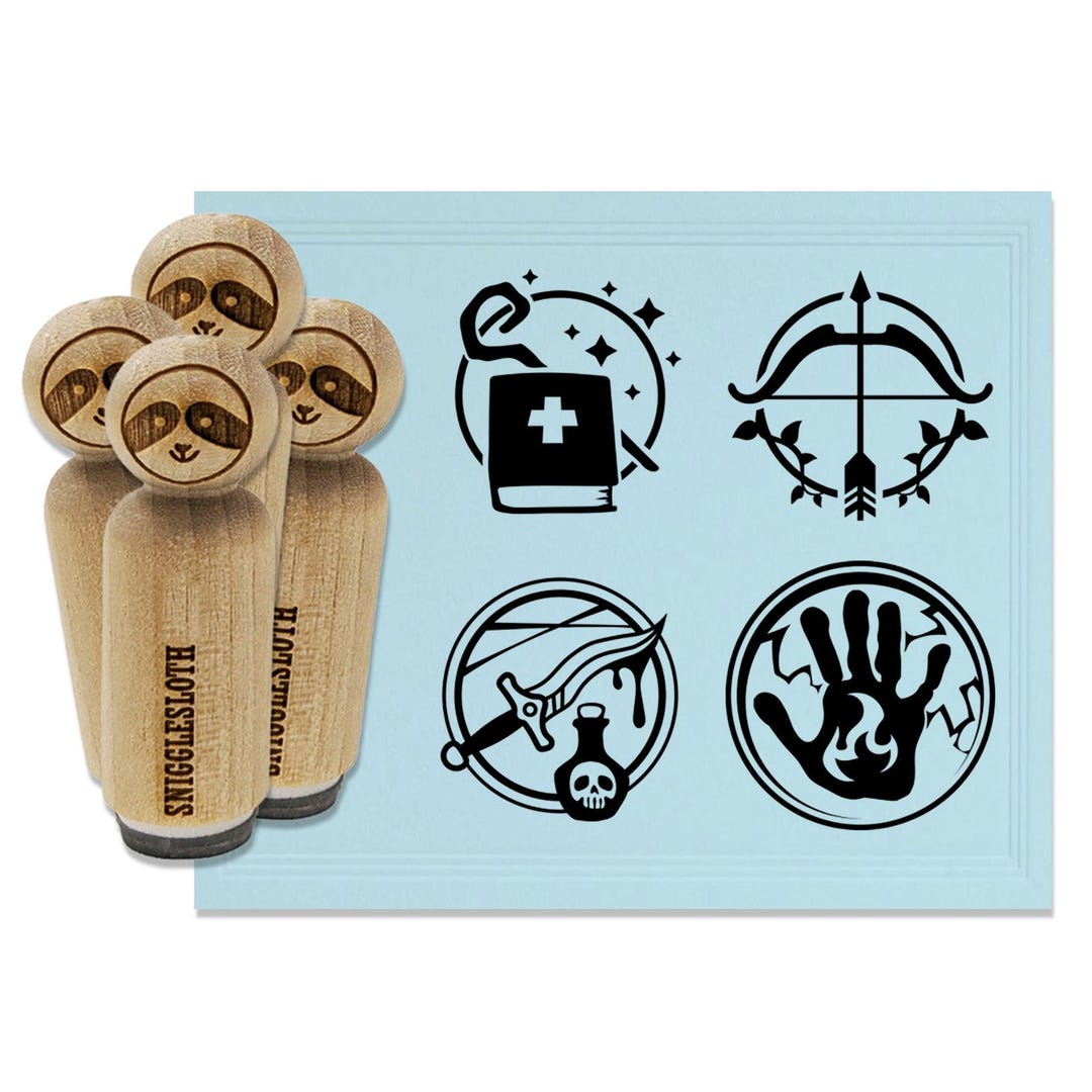 RPG Gaming Rogue Ranger Cleric Wizard Rubber Stamp Set for Stamping ...