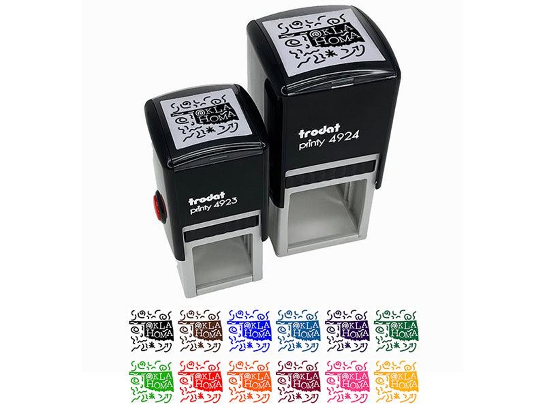 Oklahoma State With Text Swirls Self-inking Rubber Stamp Ink Stamper - Etsy
