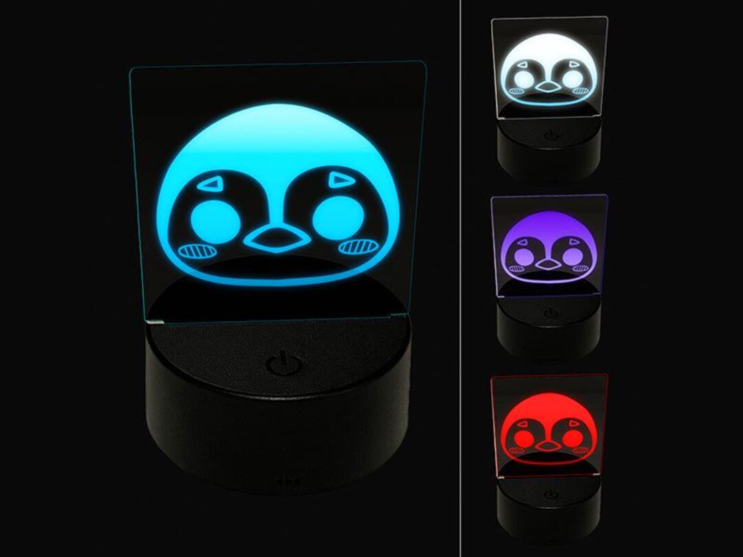 Charming Kawaii Chibi Penguin Face Blushing Cheeks 3D Illusion LED ...