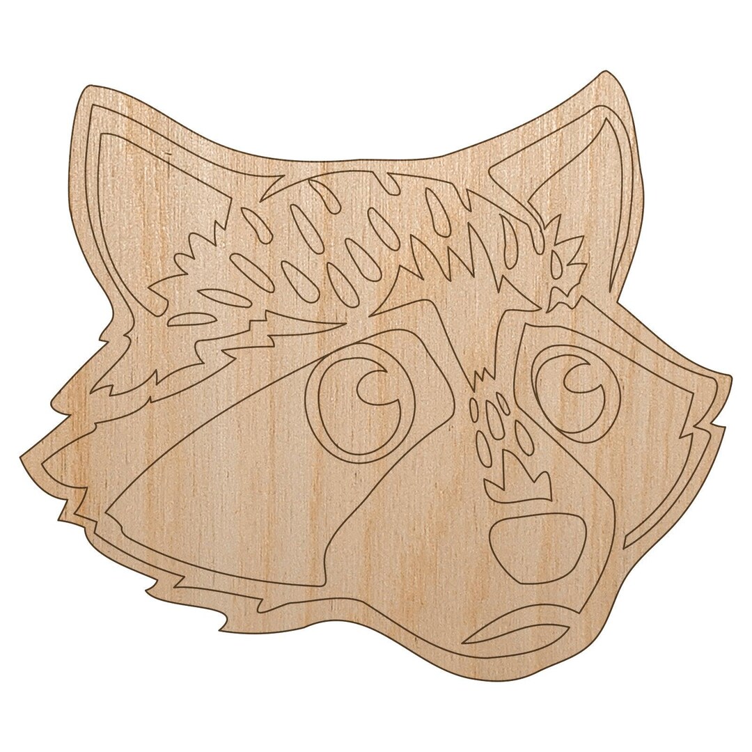 Cute and Guilty Raccoon Head Unfinished Wood Shape Piece Cutout for DIY ...