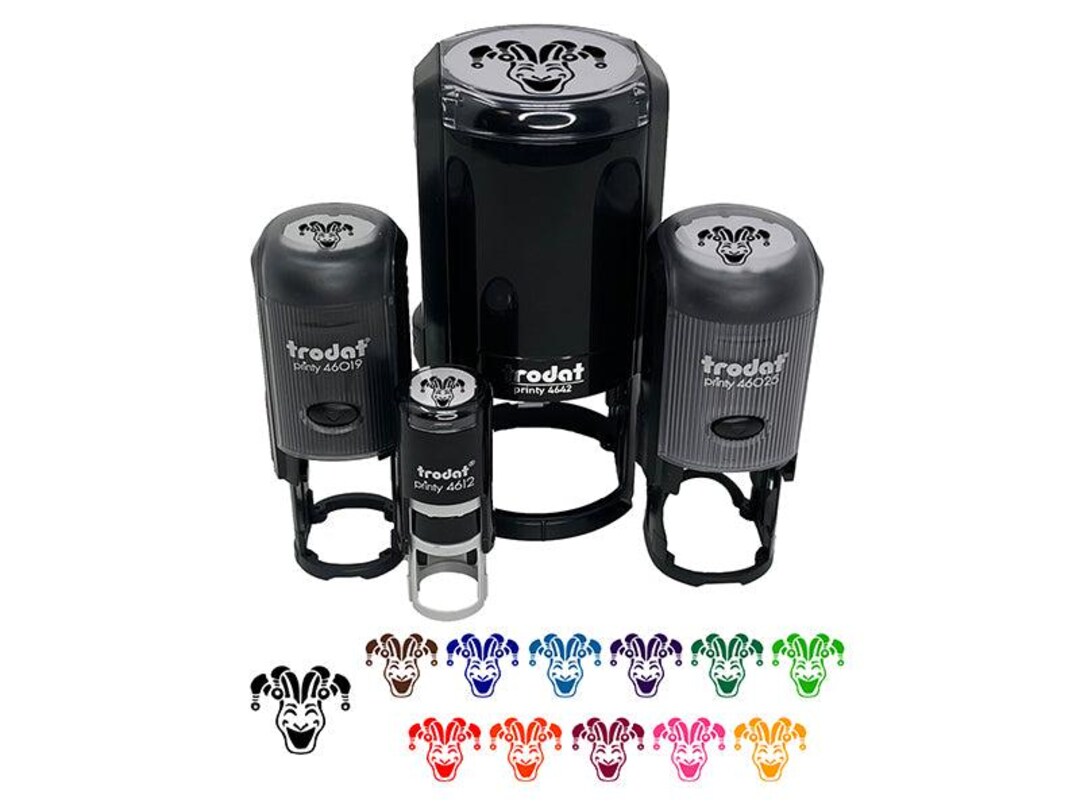 Jester Clown Joker Face Mardi Gras Self-inking Rubber Stamp Ink Stamper ...