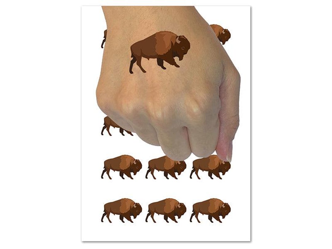 American Buffalo Bison Solid Temporary Tattoo Water Resistant Fake Body ...