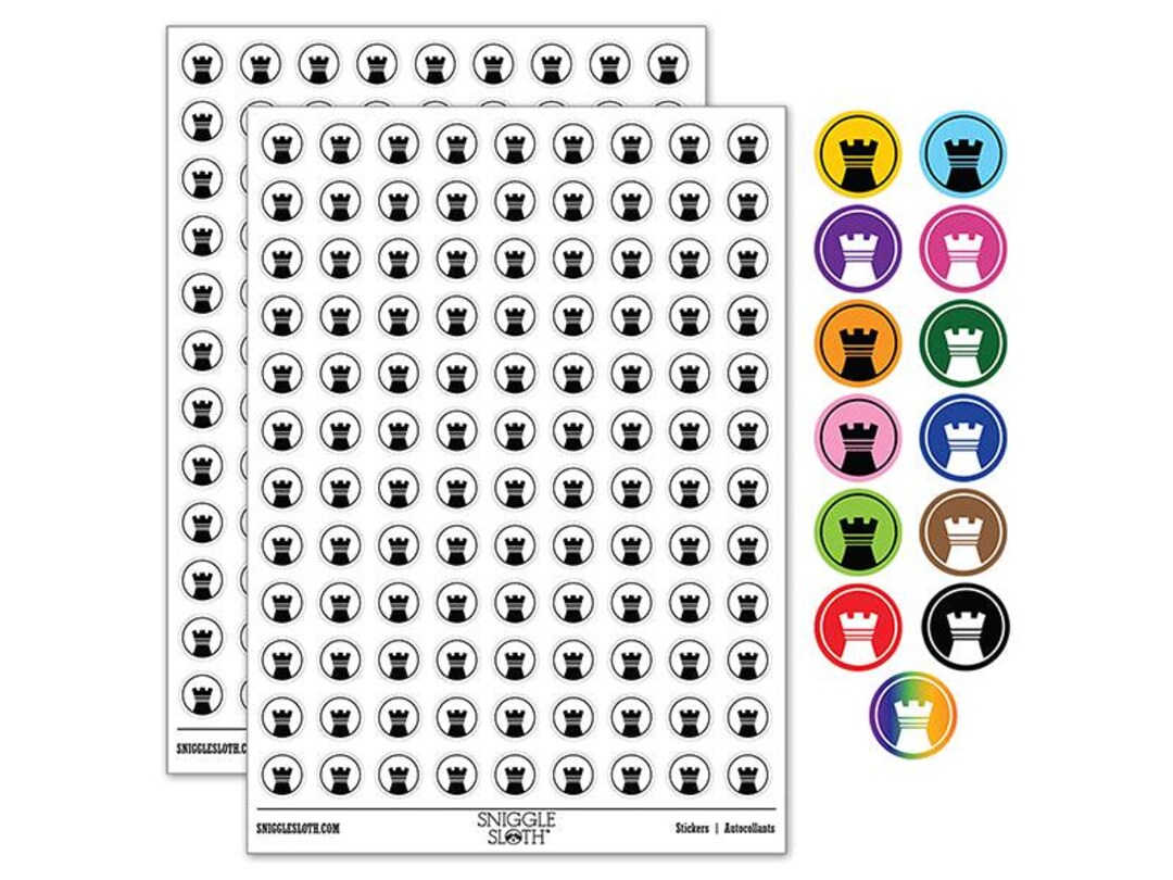 Chess Piece Black Rook 200 0.50 Round Stickers - Etsy