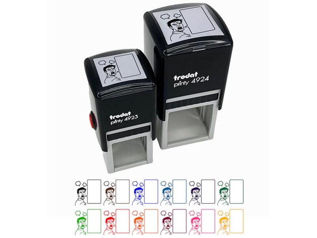 Angry Manga Man With Empty Speech Bubble Self-inking Rubber Stamp Ink ...