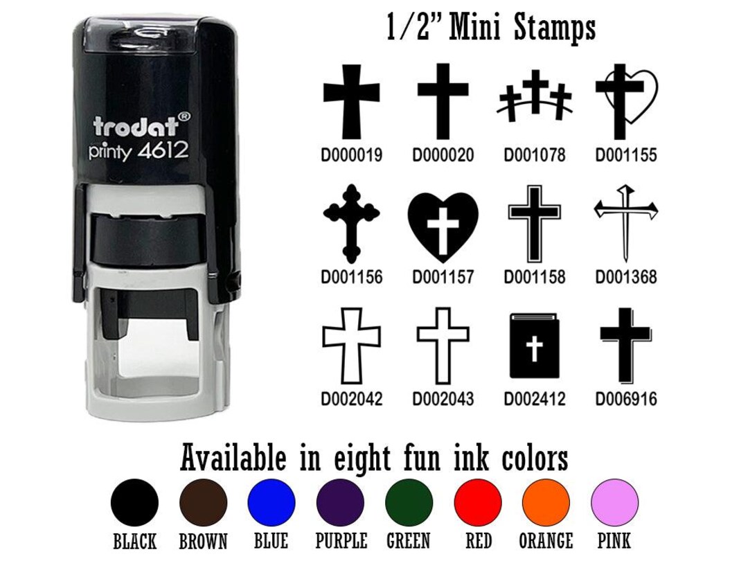 Christian Church Religion Religious Cross Crosses 1/2" Self-inking ...