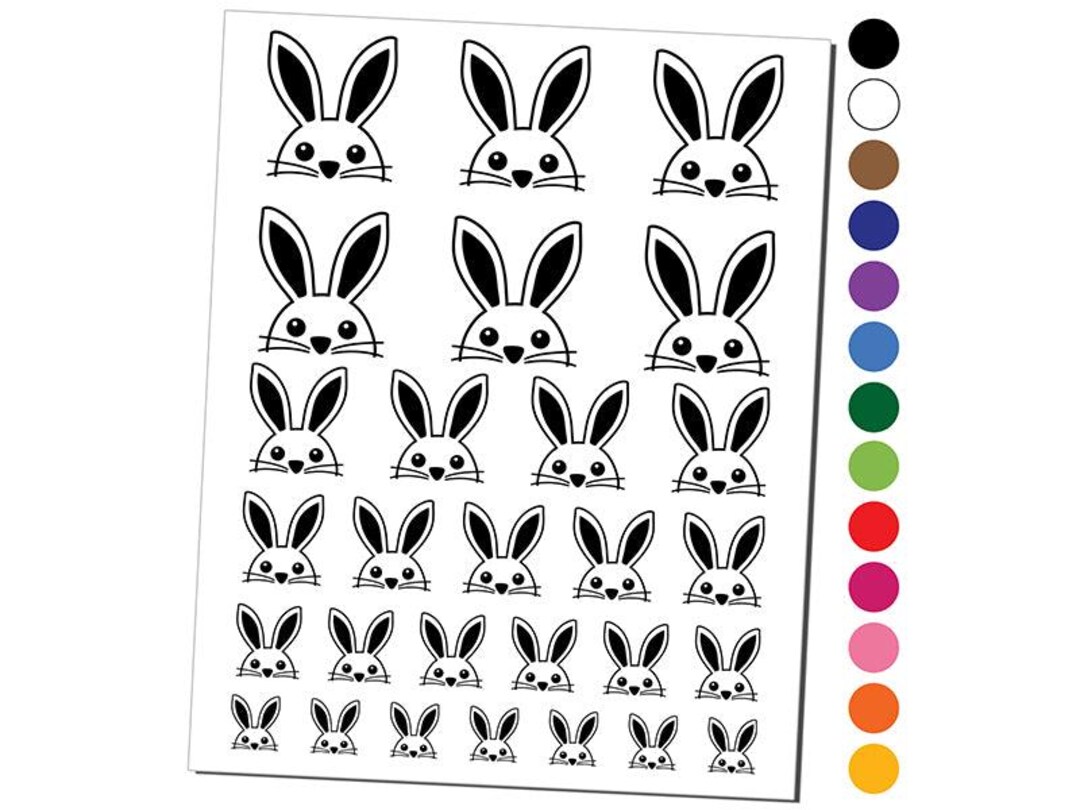 Peeking Bunny Rabbit Temporary Tattoo Water Resistant Fake Body Art Set ...