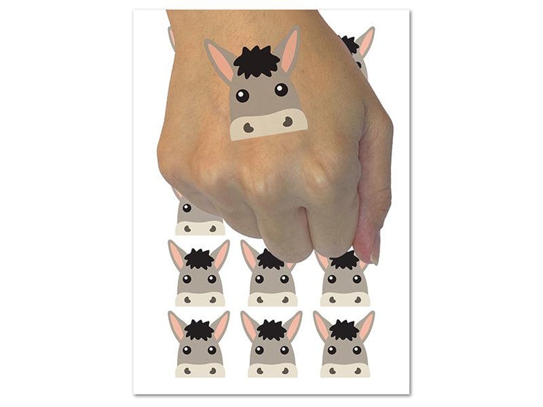 Peeking Donkey Temporary Tattoo Water Resistant Fake Body Art Set ...