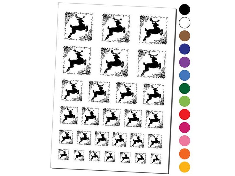 Flying Reindeer With Holly Border Christmas Temporary Tattoo Water ...