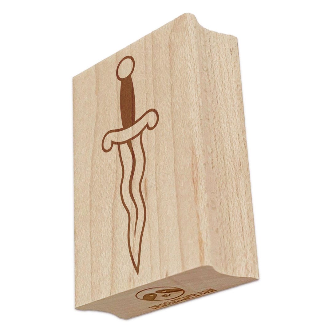 Curvy Ceremonial Dagger Kris Rectangle Rubber Stamp for Stamping ...