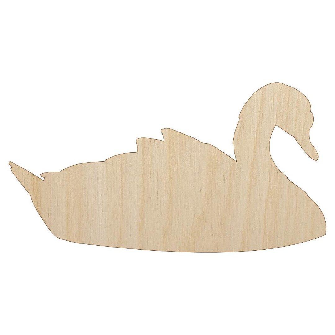 Swan Swimming Solid Unfinished Wood Shape Piece Cutout for DIY Craft ...
