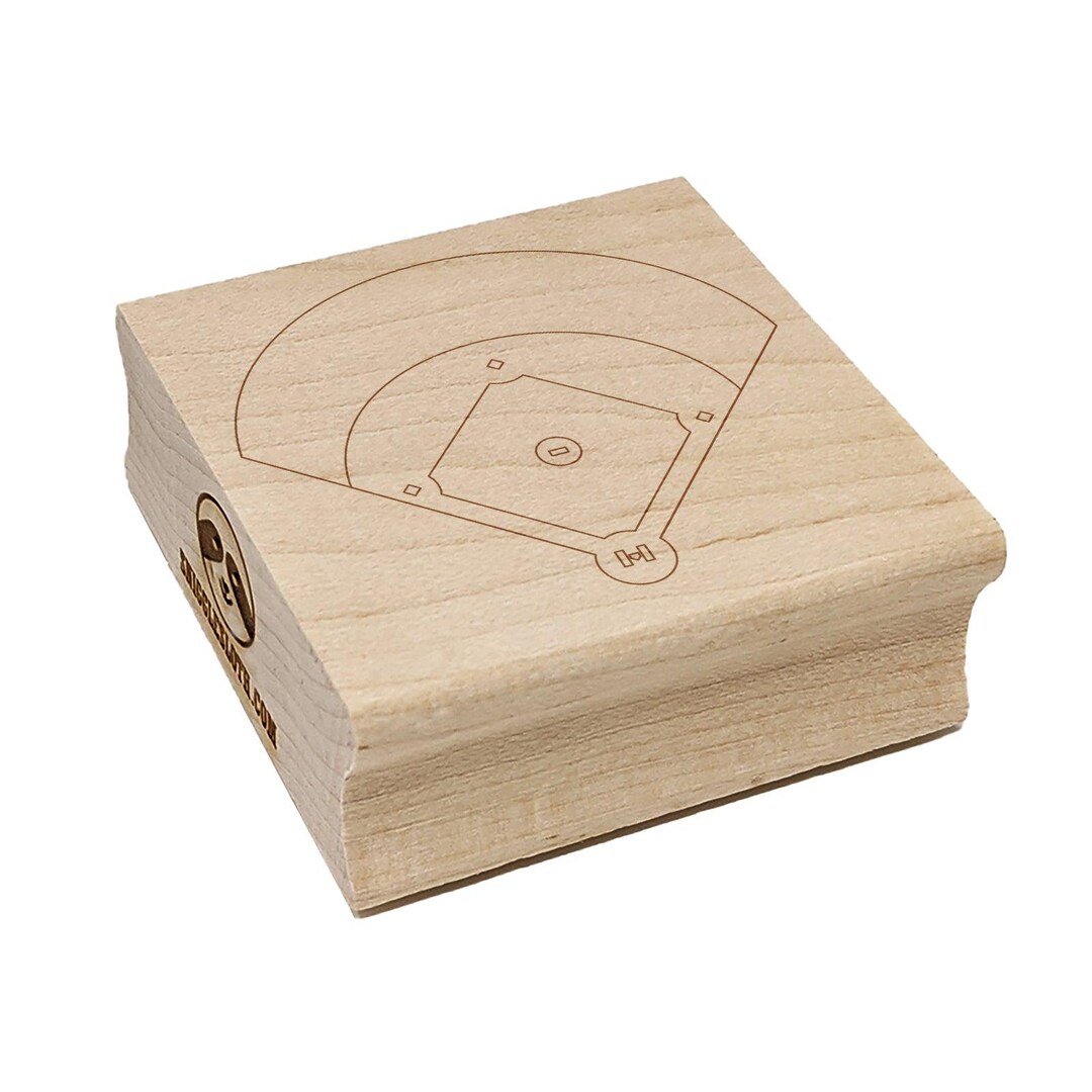 Baseball Softball Field Diamond Aerial View Square Rubber Stamp for ...