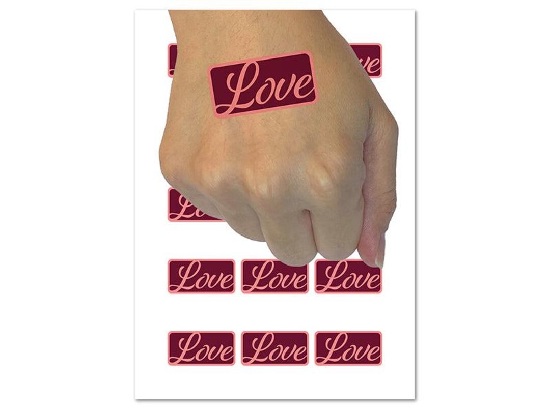 Love Cursive Text Temporary Tattoo Water Resistant Fake Body Art Set ...