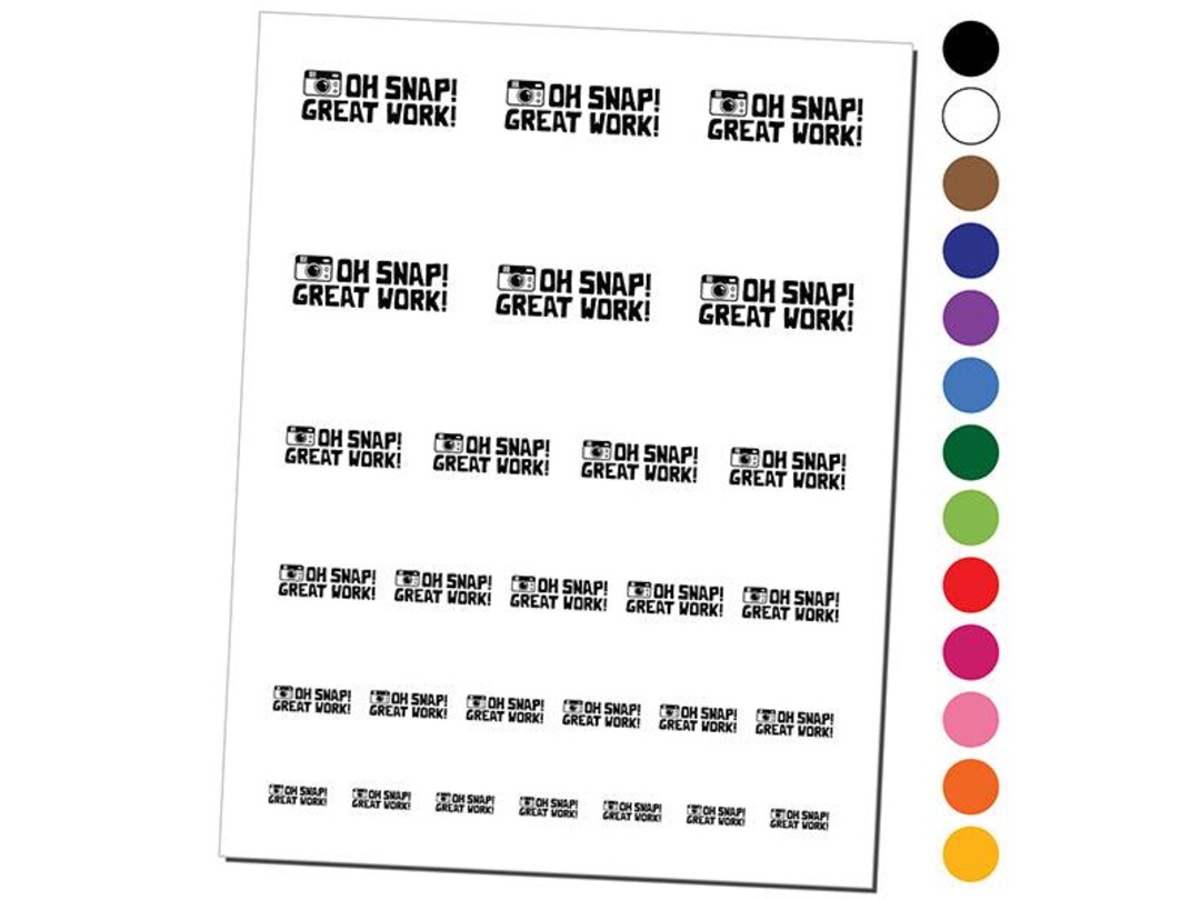 Oh Snap Great Work Camera Teacher Student School Temporary Tattoo Water ...
