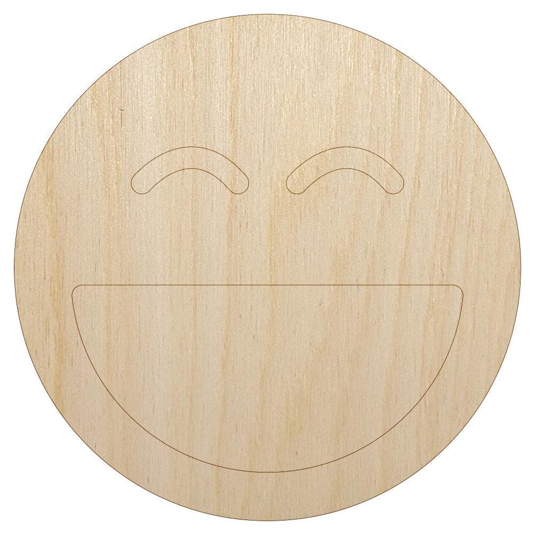 Laughing Happy Face Big Smile Mouth Emoticon Unfinished Wood Shape ...