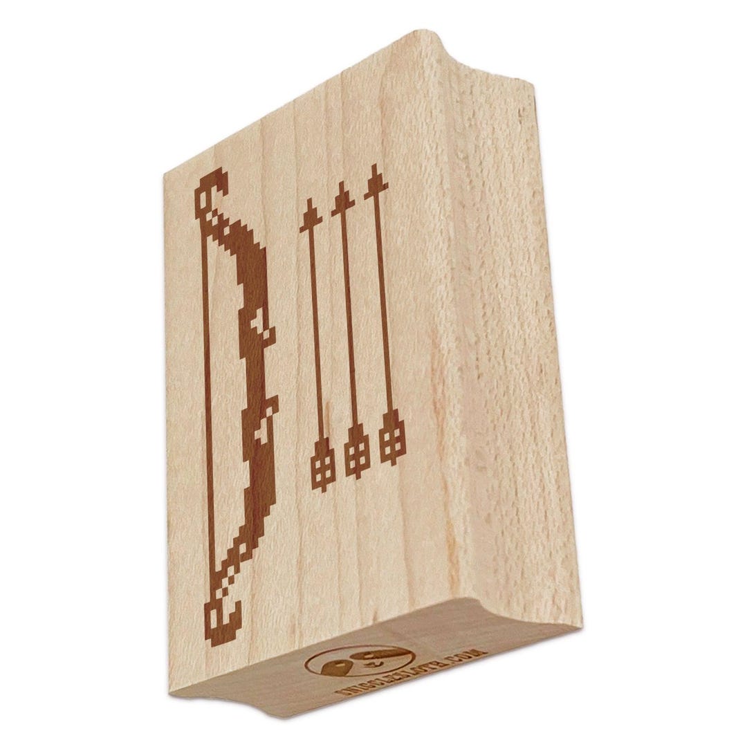 Pixel Bow and Arrow RPG Ranger Archer Weapon Rectangle Rubber Stamp for ...