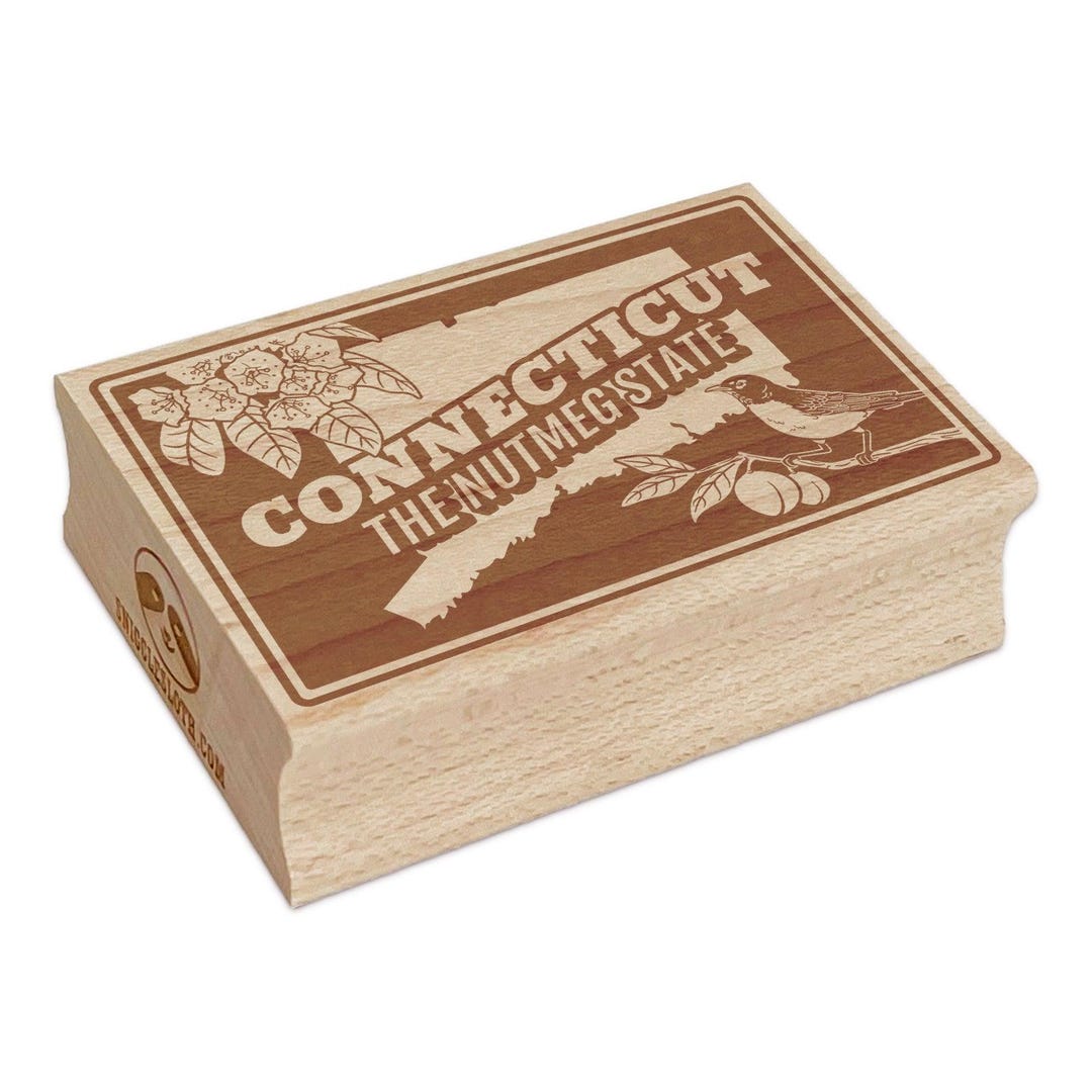 Connecticut Nutmeg Mountain Laurel Robin United States Rectangle Rubber ...