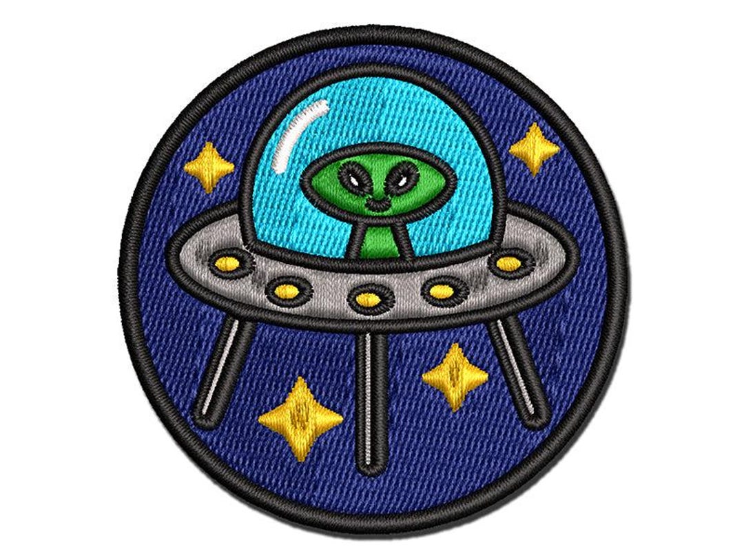 Alien Space Ship UFO Multi-color Embroidered Iron-on or Hook & Loop ...